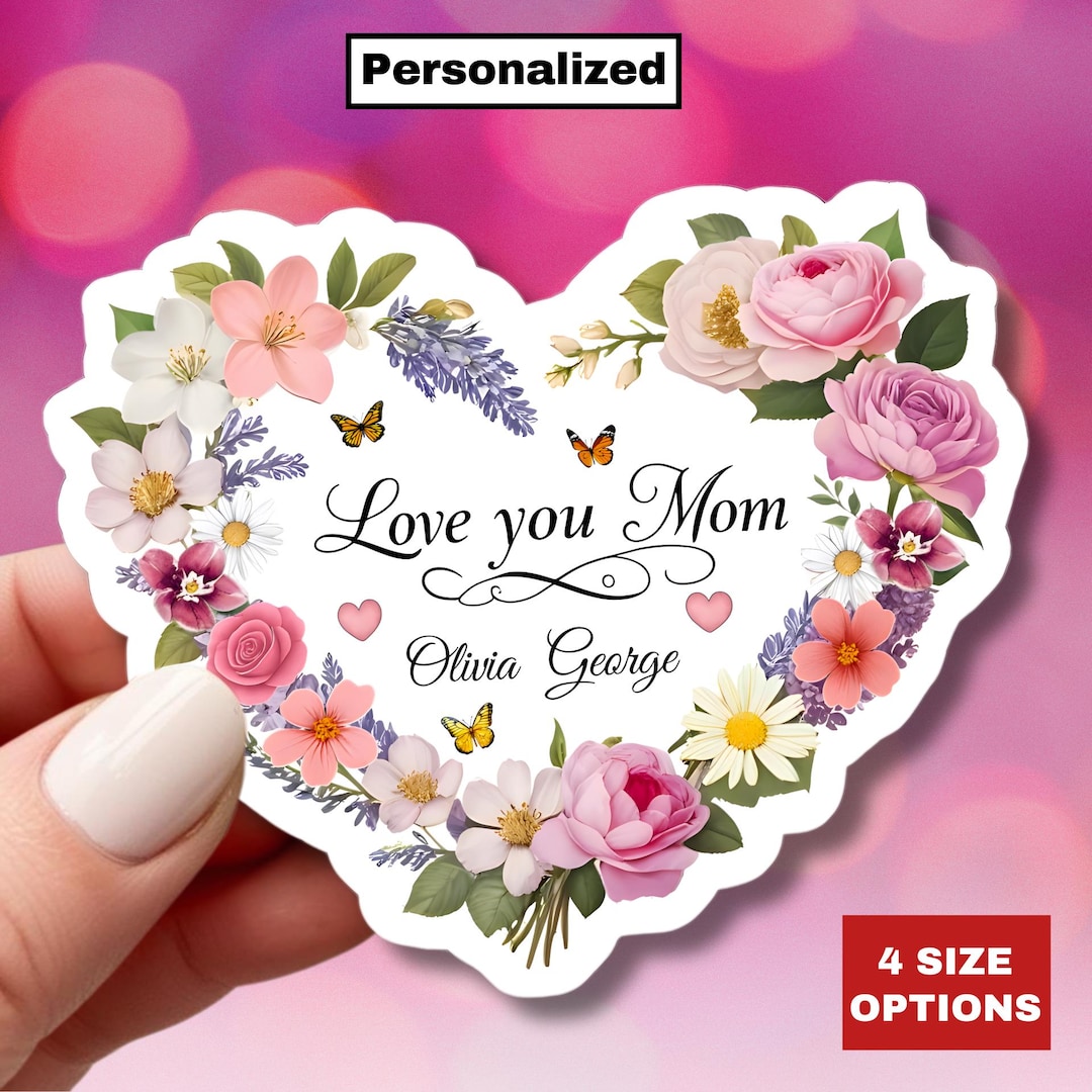 Personalized Love You Mom Sticker: Custom Mother's Day Waterproof Vinyl ...