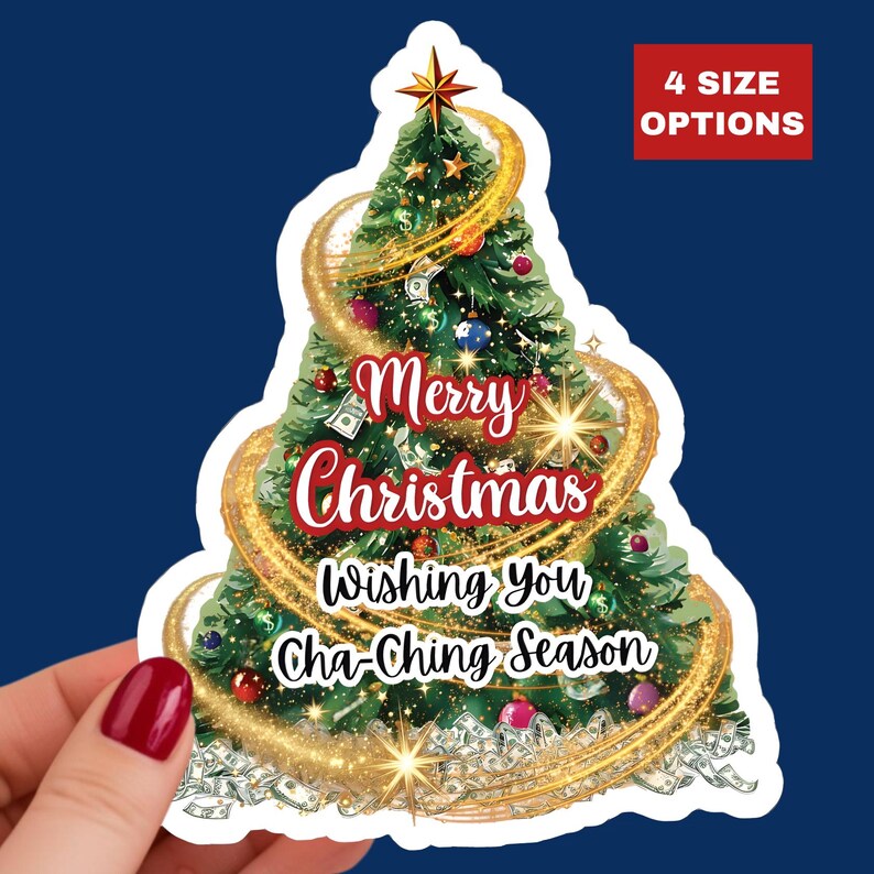Merry Christmas Sticker: Wishing You Cha-ching Season, Holiday Money ...