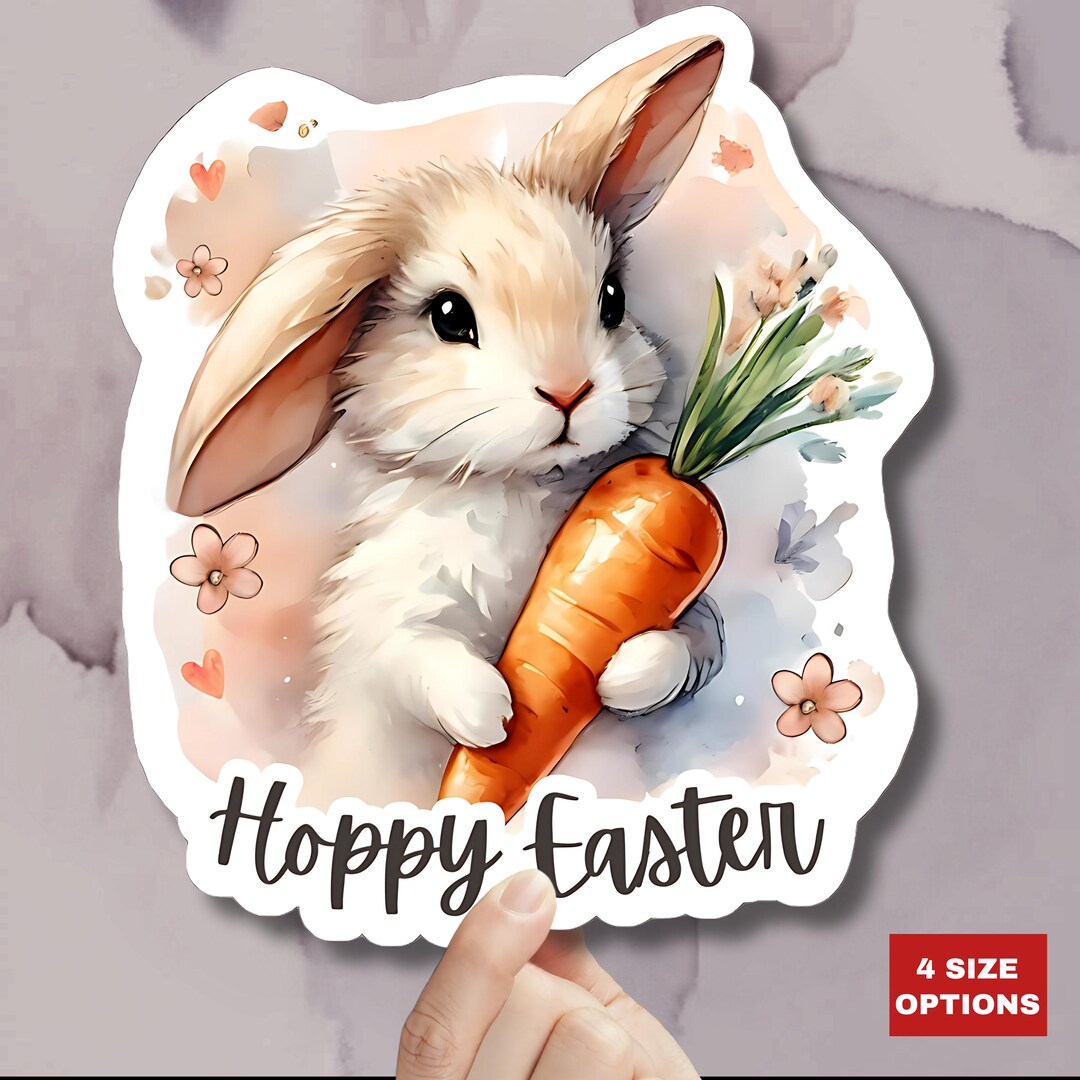 Hoppy Easter Stickers Easter Bunny Stickers Cute Rabbit Decals Spring ...
