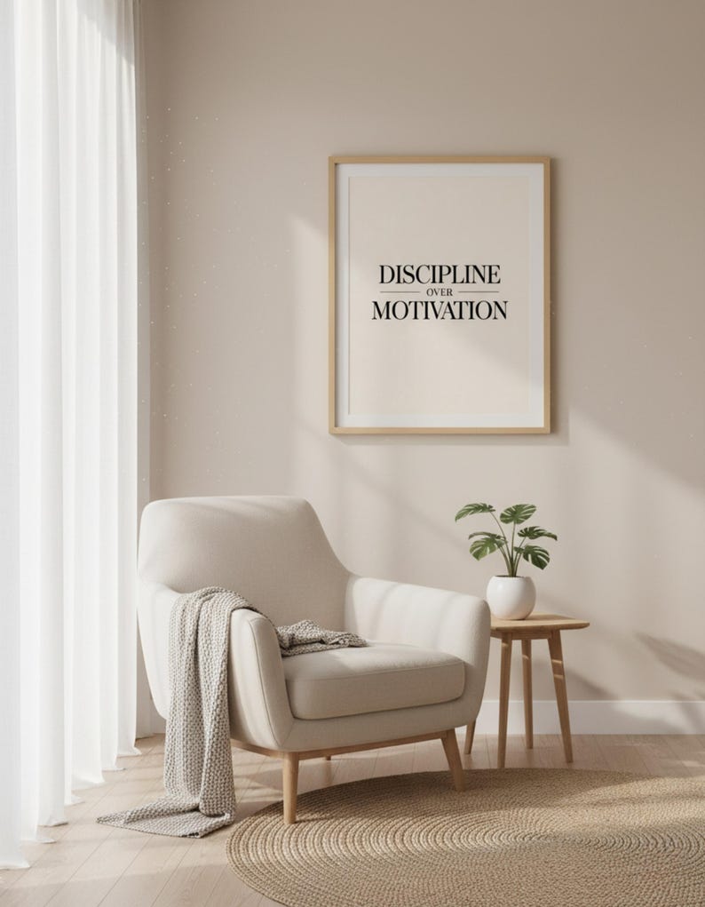 Discipline Over Motivation Printable • Minimalist Neutral Wall Art ...
