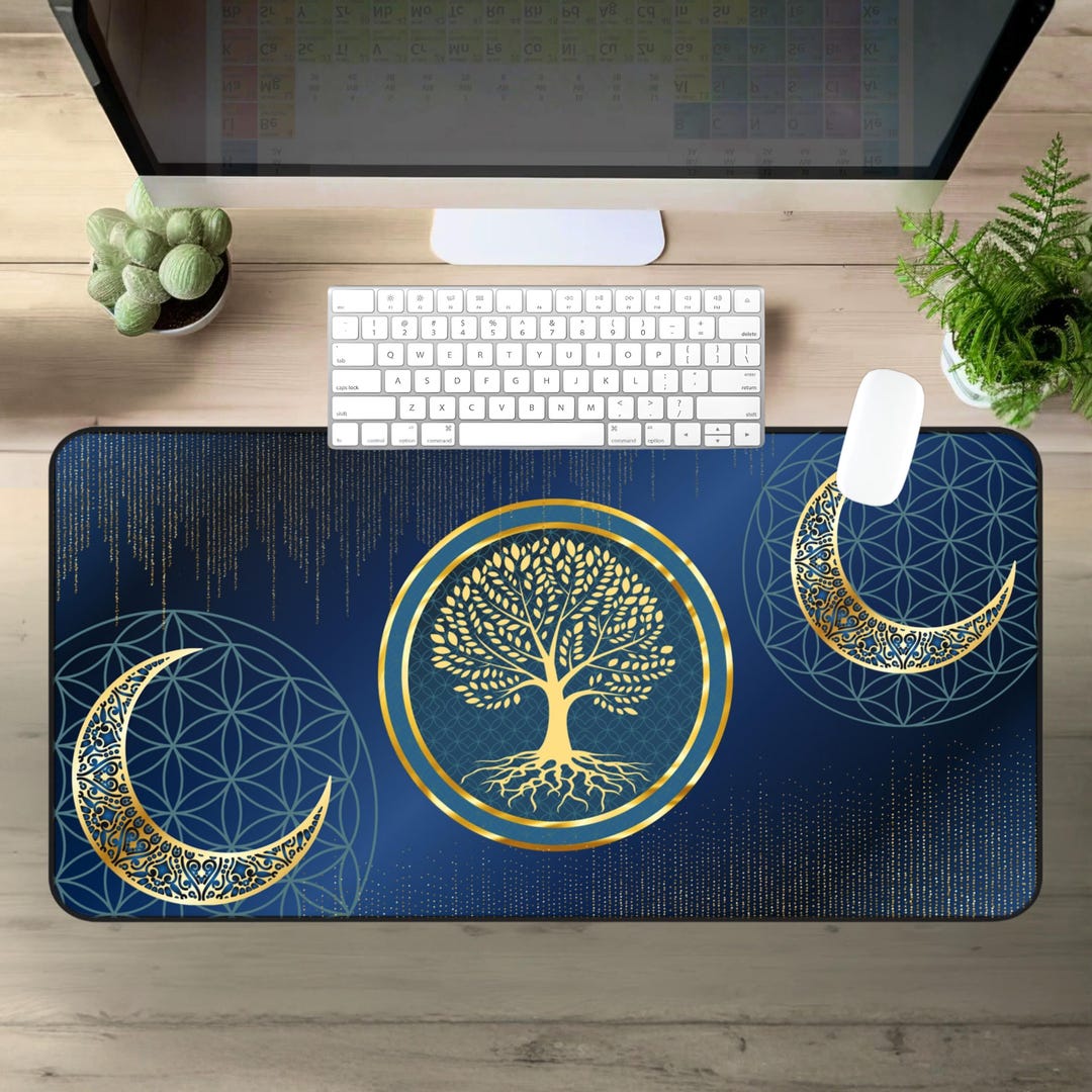 Tree of Life Moon Desk Mat, Celestial Office Decor - Etsy