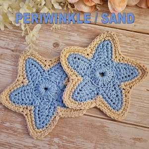 Crochet Starfish or Nautilus Shell Drink Coasters Set 2 100% Cotton ...