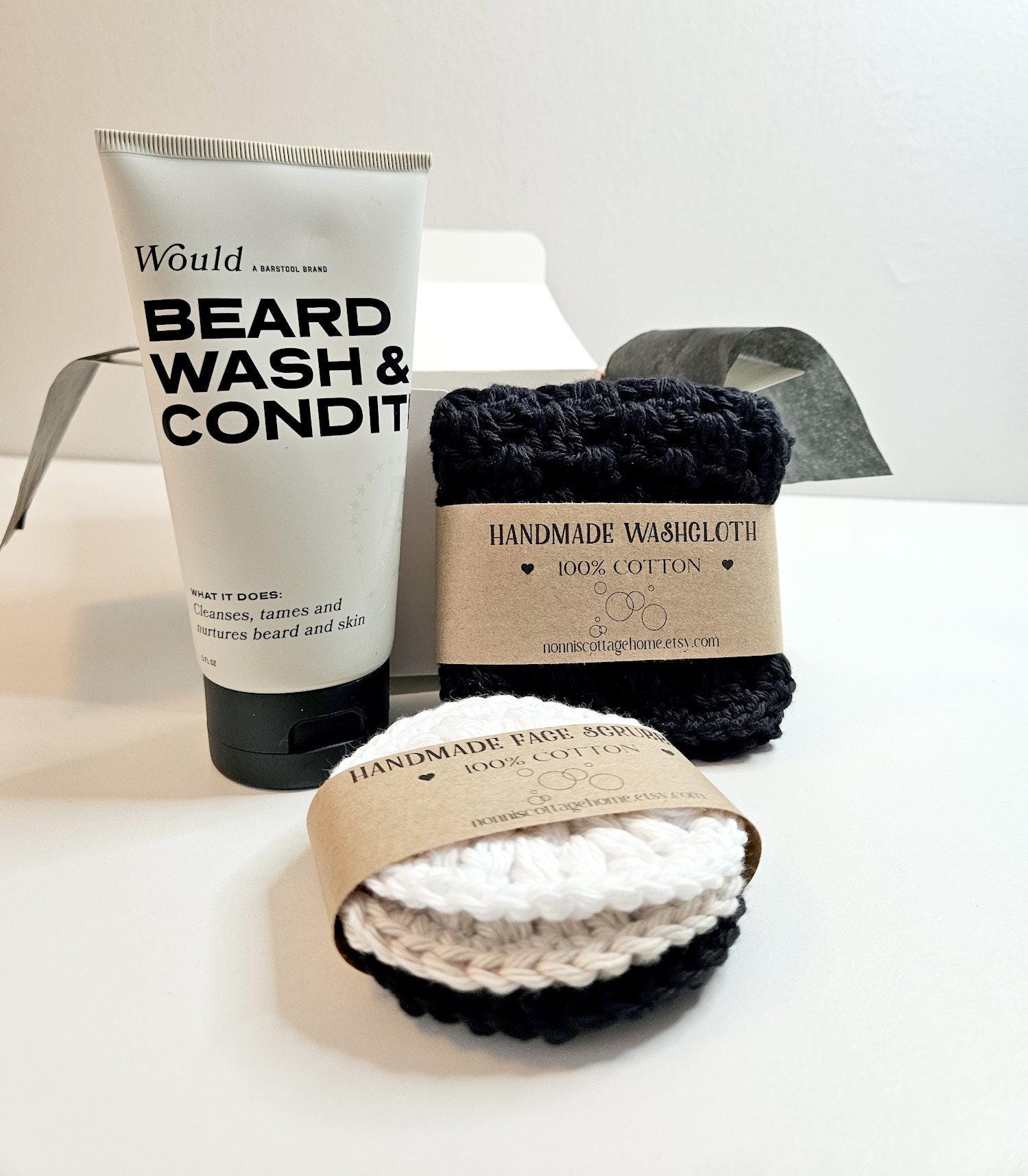 Men's Gift Set Self Care Handmade Crochet Cotton Washcloth & Scrubbies ...