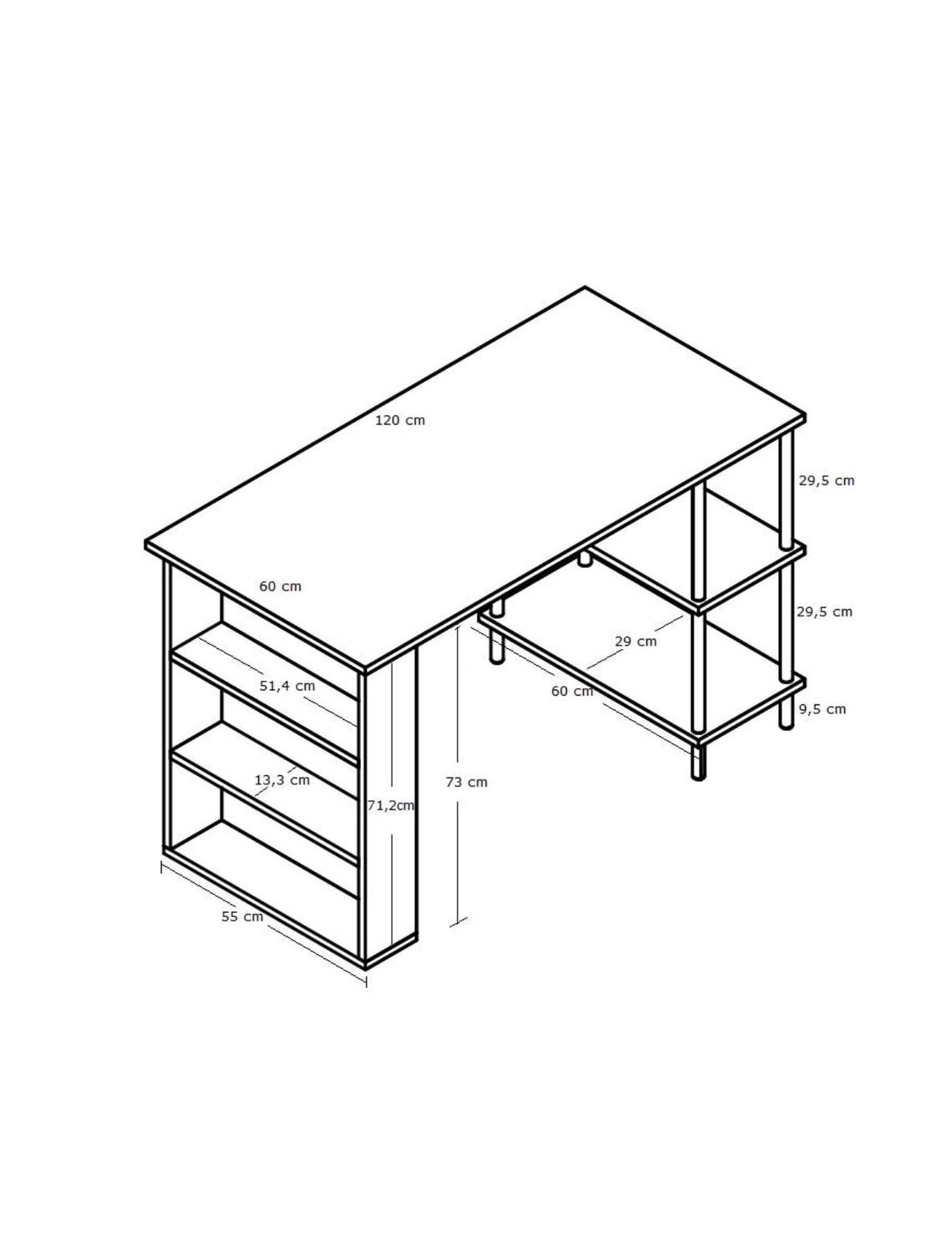 Modern Desk With 4 Shelves – Home Office Desk With Storage, Compact ...