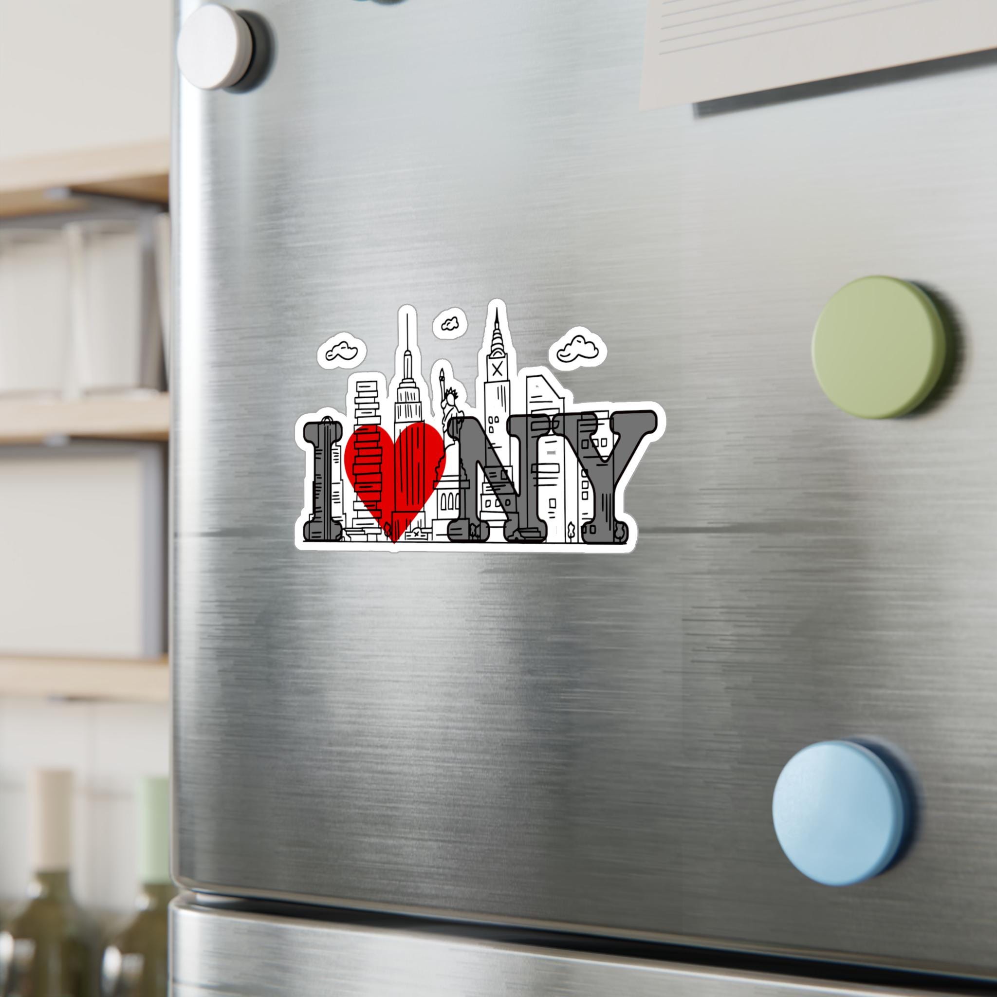 Kiss-cut Vinyl Decals - I Love New York, NYC Stickers, Big Apple Decals ...