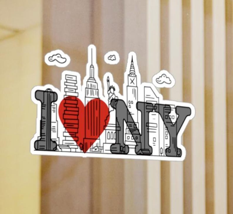 Kiss-cut Vinyl Decals - I Love New York, NYC Stickers, Big Apple Decals ...