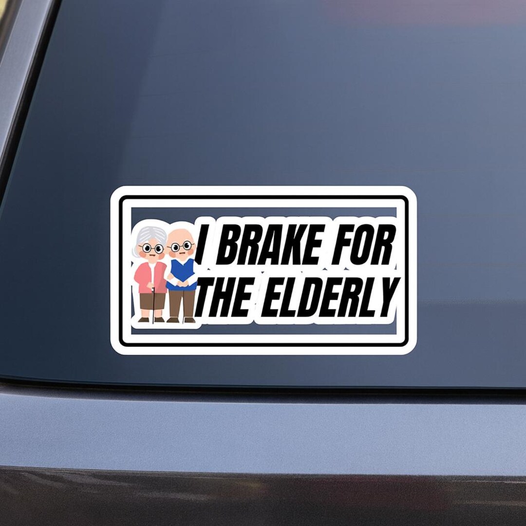 Elderly Car Decal, Vinyl Sticker for Car, Grandparents Gift Idea ...