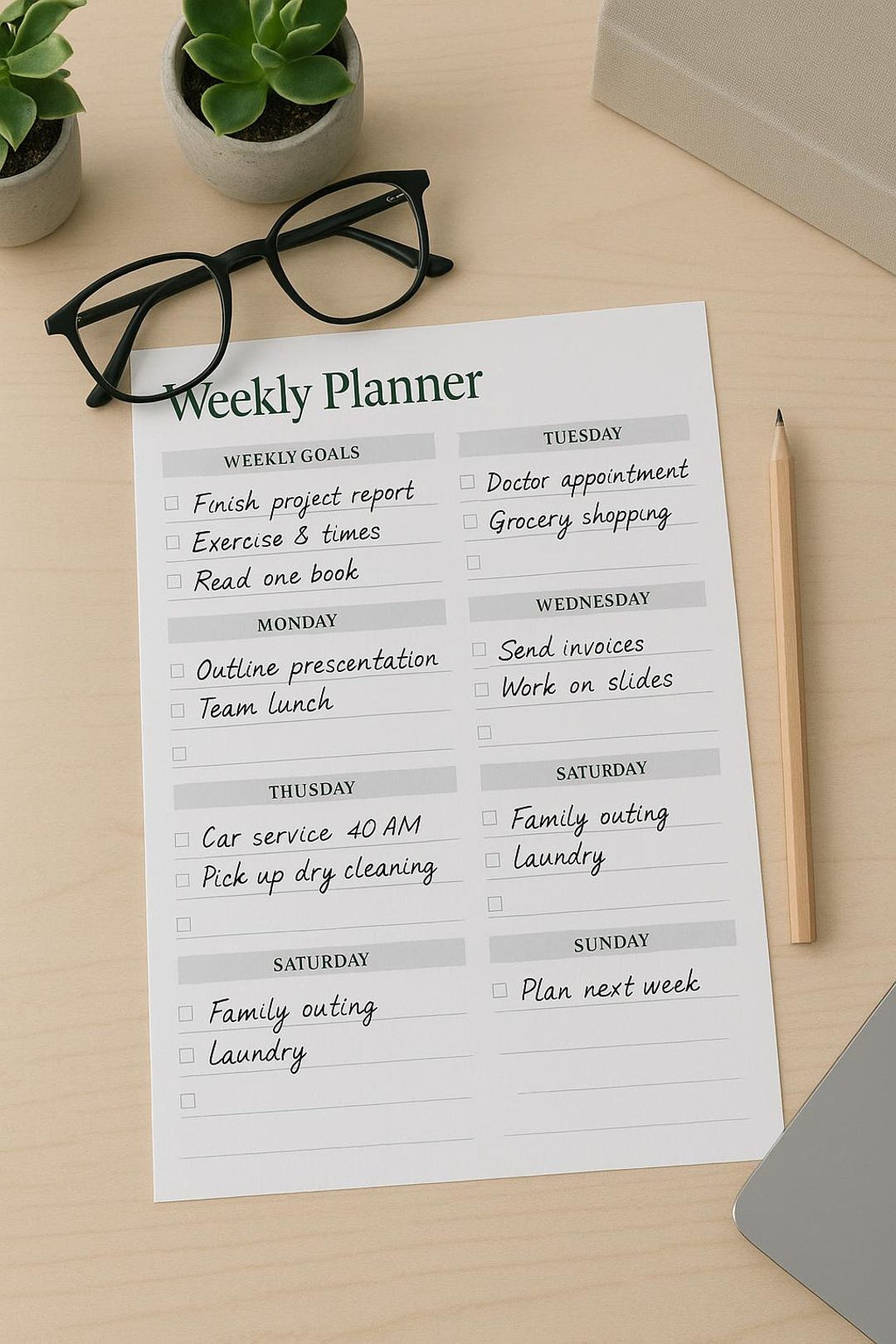 Minimal Weekly Planner Printable | Undated Weekly Schedule | Digital To ...