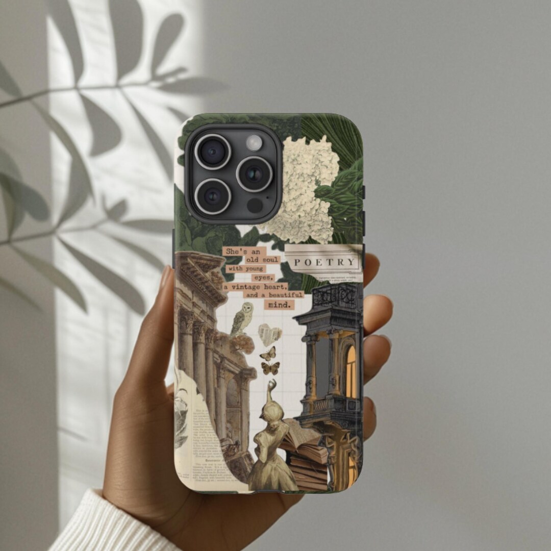Vintage Book Collage Phone Case, Book Lover, Vintage Scrap Collage ...