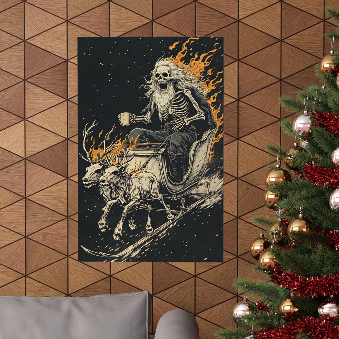 Matte Vertical Posters, Spooky Santa Christmas Poster, Festive Holiday ...