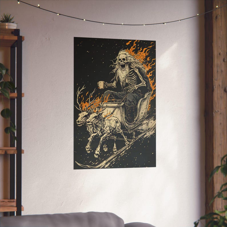 Matte Vertical Posters, Spooky Santa Christmas Poster, Festive Holiday ...