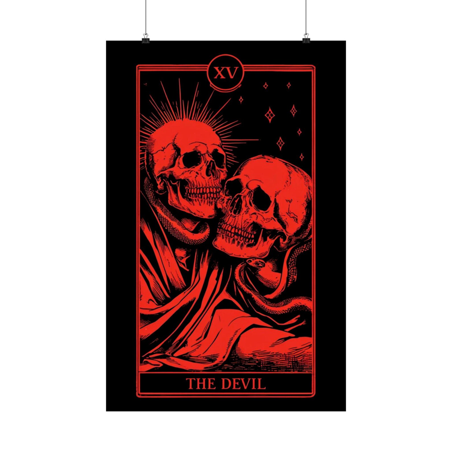 Vertical Posters, Skeleton Devil Tarot Card Artwork, Matte Print Wall ...