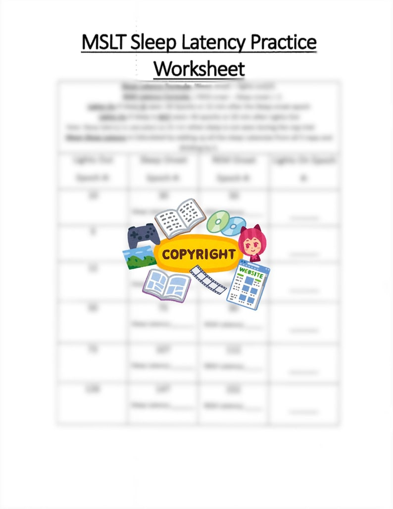 MSLT Sleep Latency Practice Worksheet - Etsy