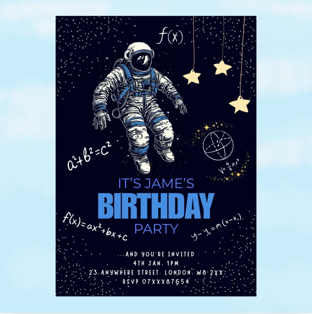 Astronaut Birthday Invitation Space Birthday Invite Astronaut - Etsy