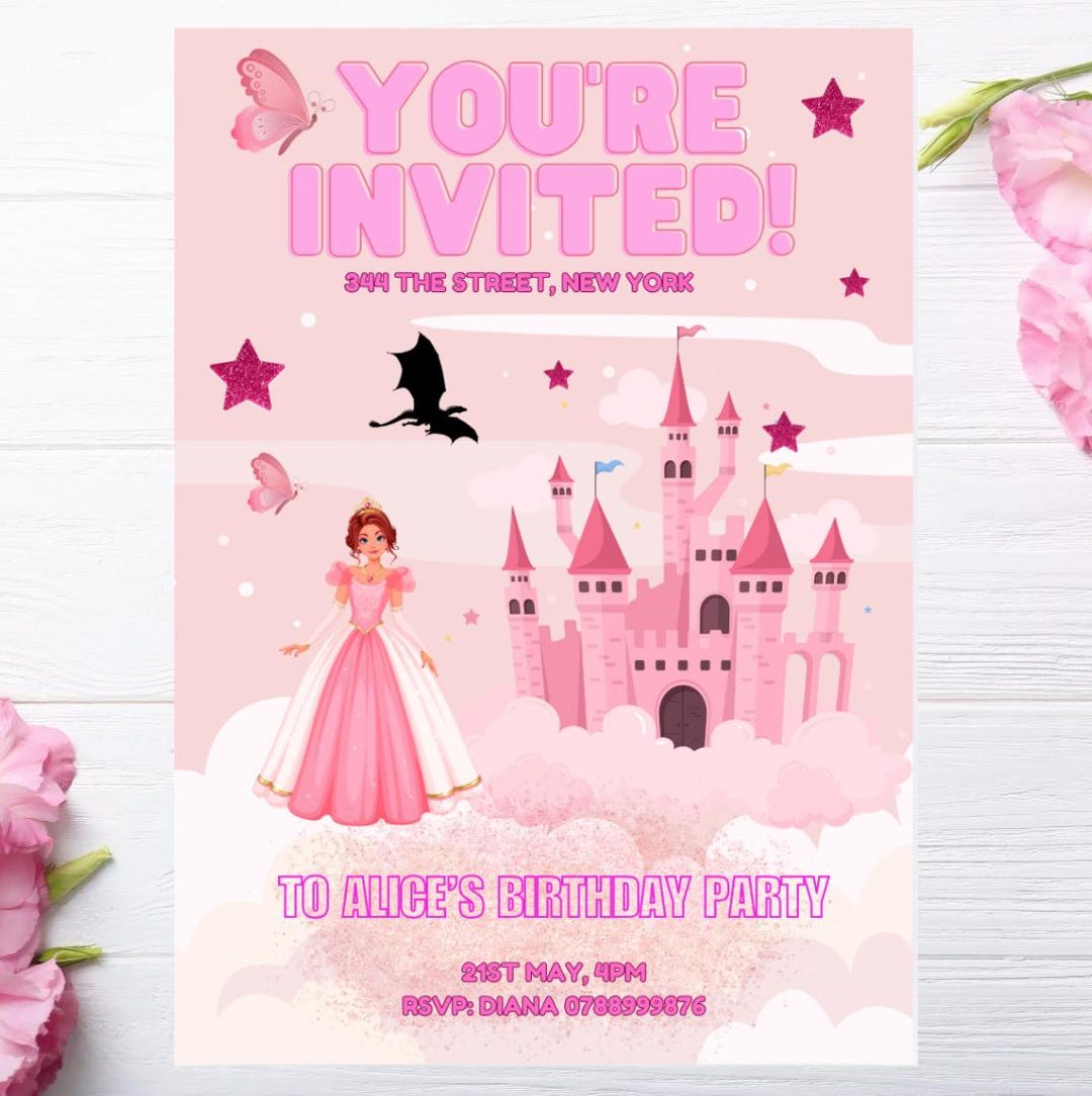 Princess Party Invitation Girls Birthday Party Princess Invitation - Etsy