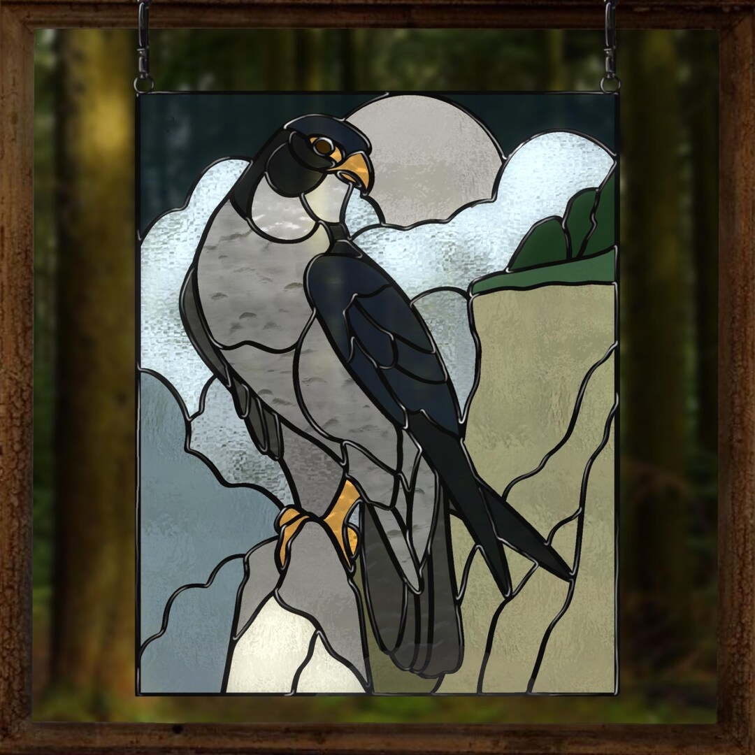 Peregrine Falcon Stained Glass Pattern - Bird of Prey Suncatcher ...