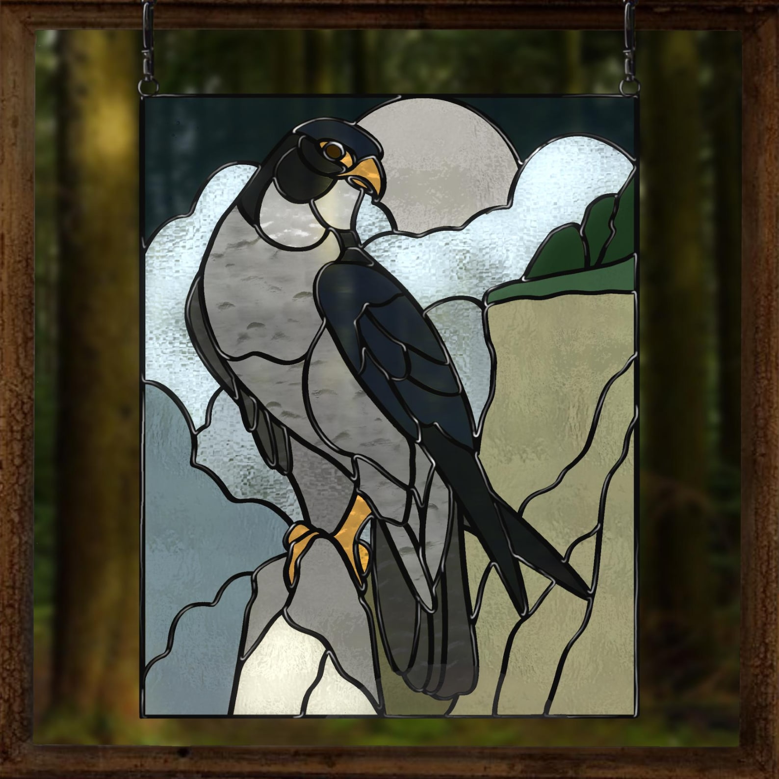 Peregrine Falcon Stained Glass Pattern - Bird of Prey Suncatcher ...