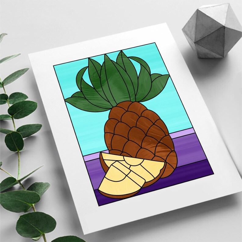 Tropical Pineapple Stained Glass Pattern – Summer Glass Template ...
