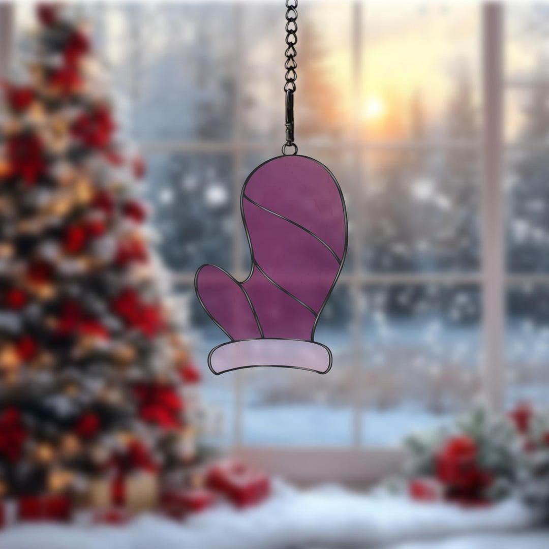 Santa Glove Stained Glass Pattern – Christmas Ornament Suncatcher (PDF ...