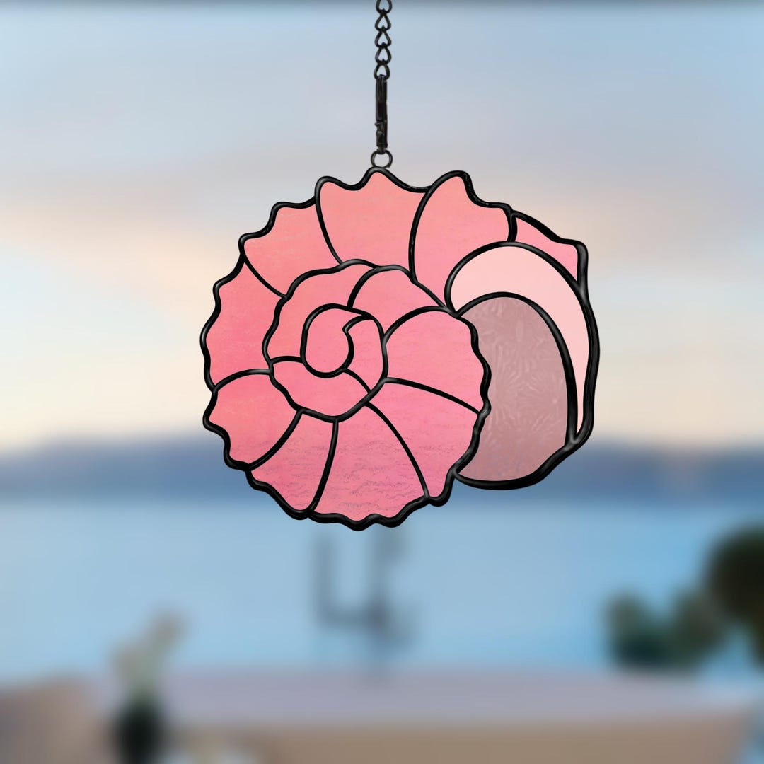Seashell Stained Glass Pattern – Coastal Suncatcher Template – Digital ...