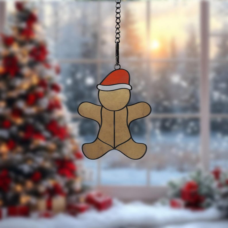 Gingerbread Man Stained Glass Pattern: Christmas Ornament Template (PDF ...
