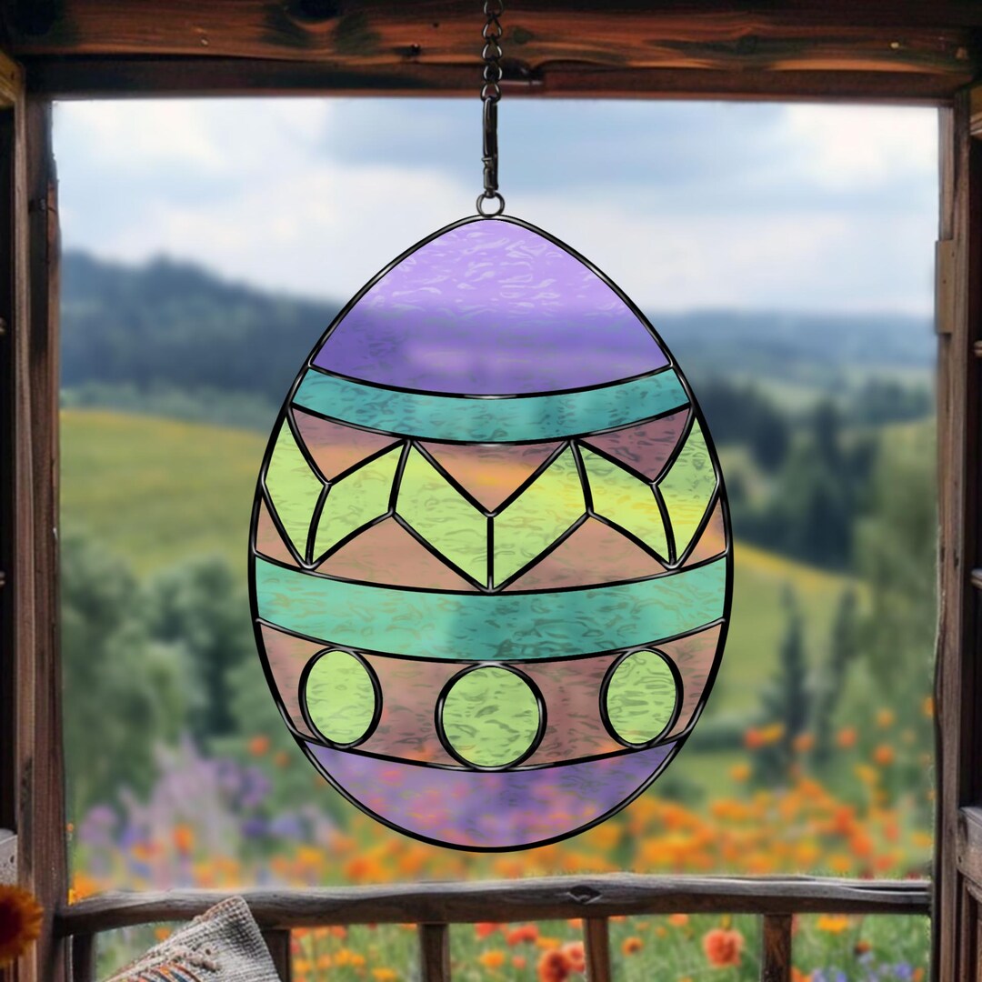 Easter Egg Stained Glass Pattern Suncatcher Design Printable PDF SVG ...