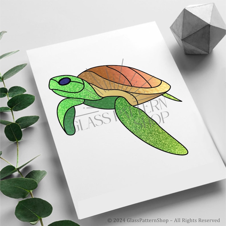 Turtle Stained Glass Pattern Printable Digital Design for Suncatchers ...