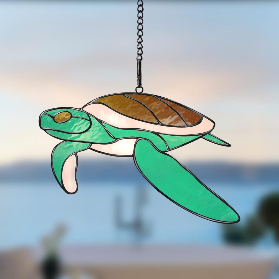 Turtle Stained Glass Pattern Printable Digital Design for Suncatchers ...
