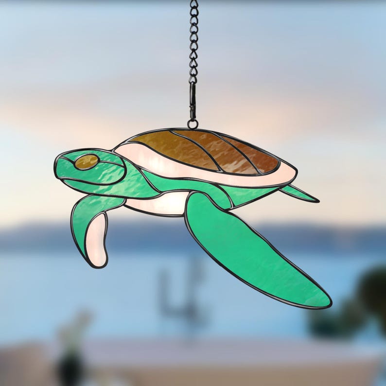 Turtle Stained Glass Pattern Printable Digital Design for Suncatchers ...