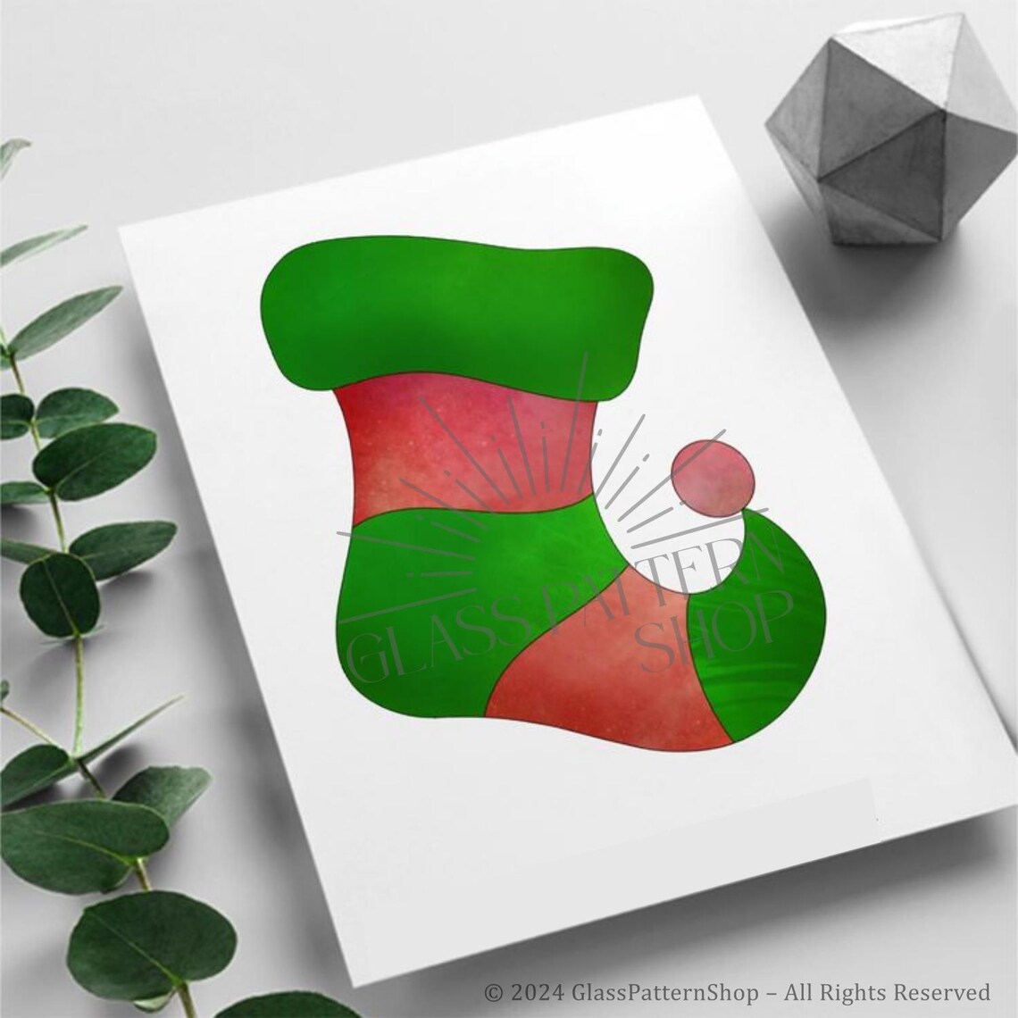 Christmas Elf Sock Stained Glass Pattern – Holiday Ornament ((PDF, SVG, PNG, Jpeg) - Etsy
