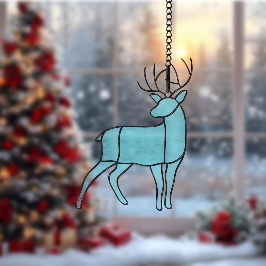 Reindeer Stained Glass Pattern – Christmas Holiday Digital Download for ...
