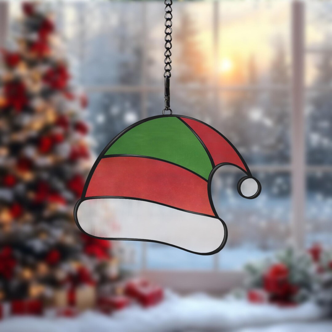 Elf Hat Stained Glass Pattern – Christmas Elf Template – Digital ...
