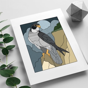 Peregrine Falcon Stained Glass Pattern - Bird of Prey Suncatcher ...