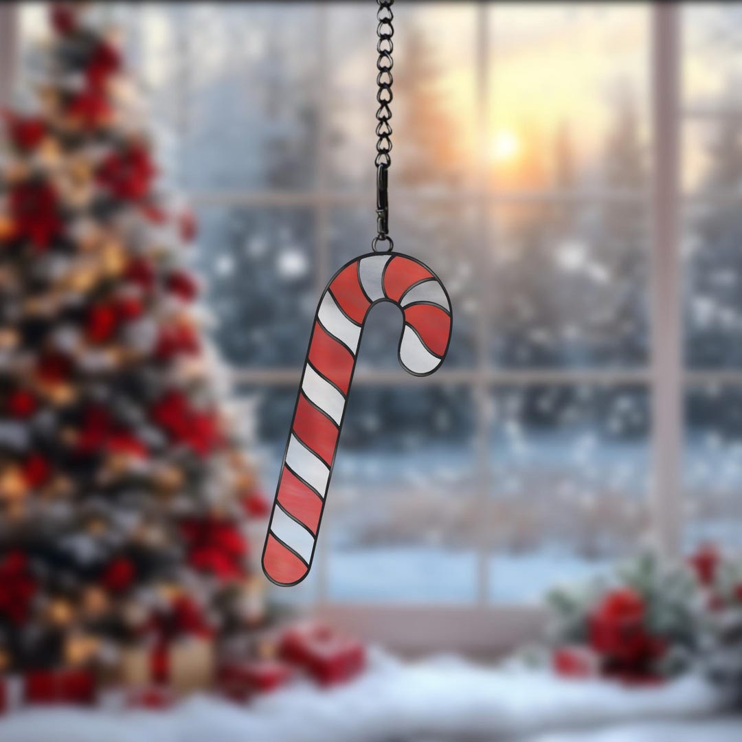 Candy Cane Stained Glass Pattern – Christmas Decor Oranment (PDF, PNG ...
