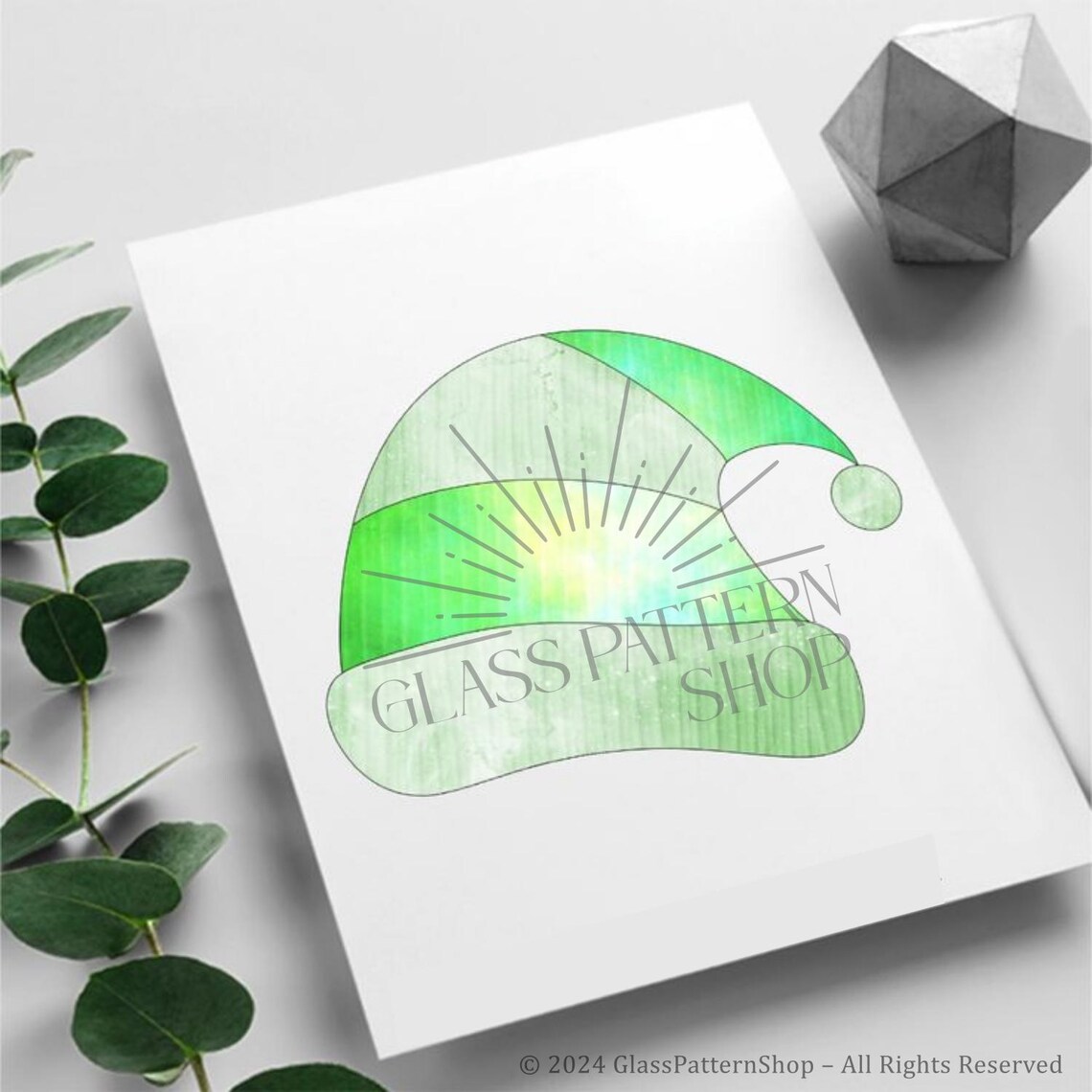 Elf Hat Stained Glass Pattern – Christmas Holiday Ornament (PDF, SVG ...