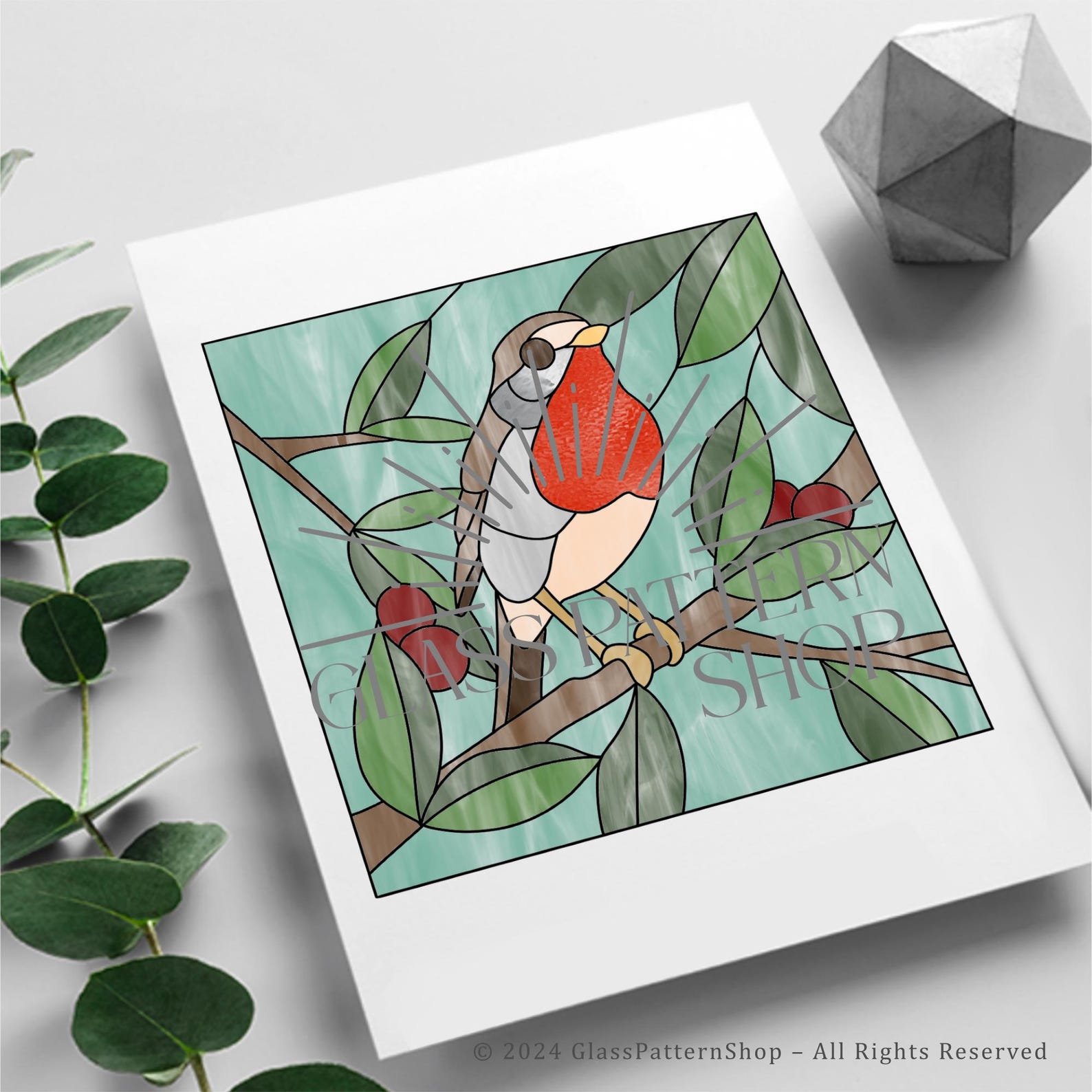 Robin Stained Glass Pattern – Bird Art Template (digital Download) - Etsy