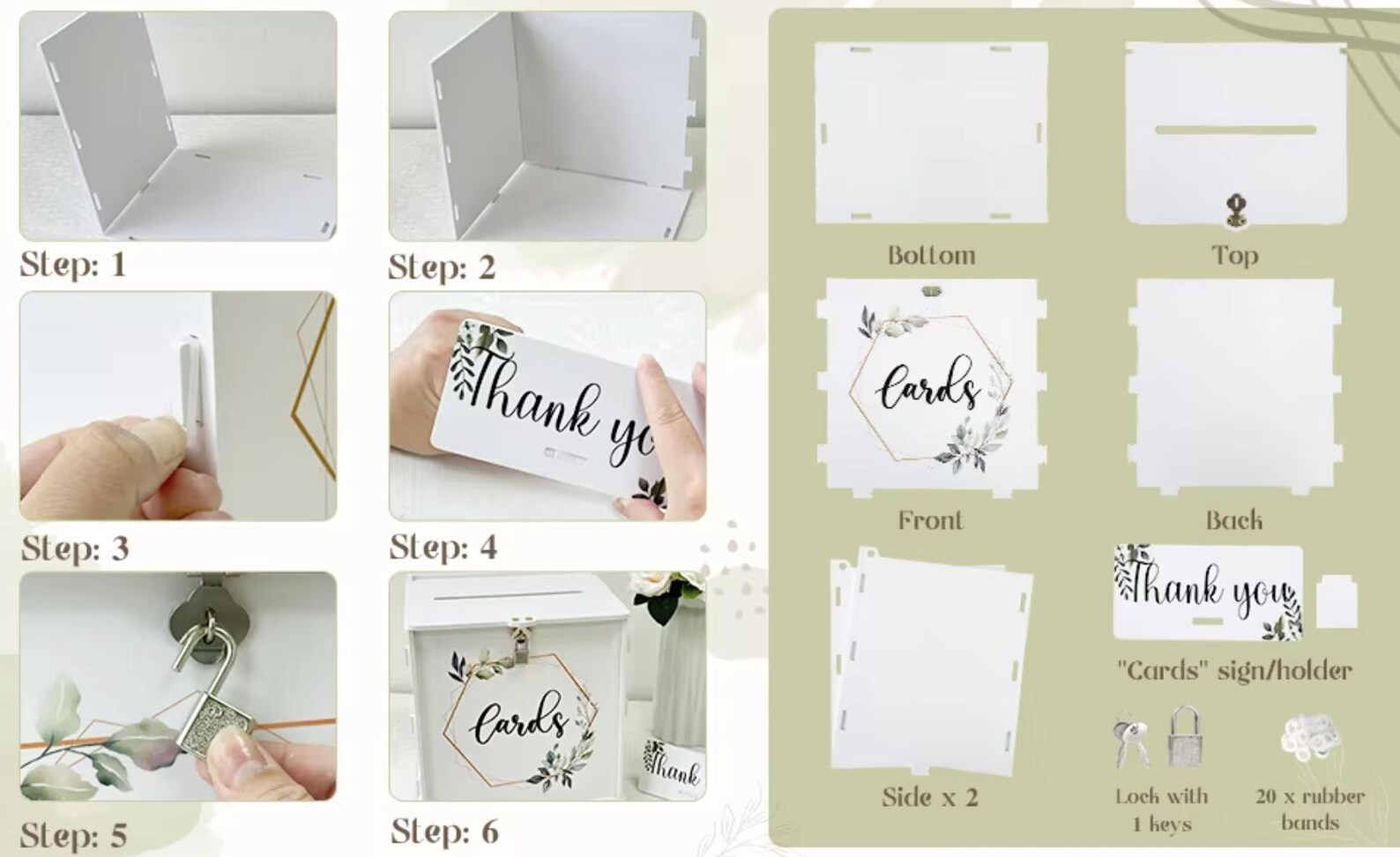 Elegant White Wedding Card Box With Lock - Etsy