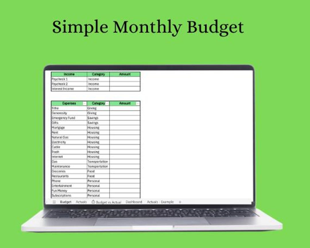 Monthly Budget, Excel Budget, Budget Tracker, Simple Budget, Budget ...