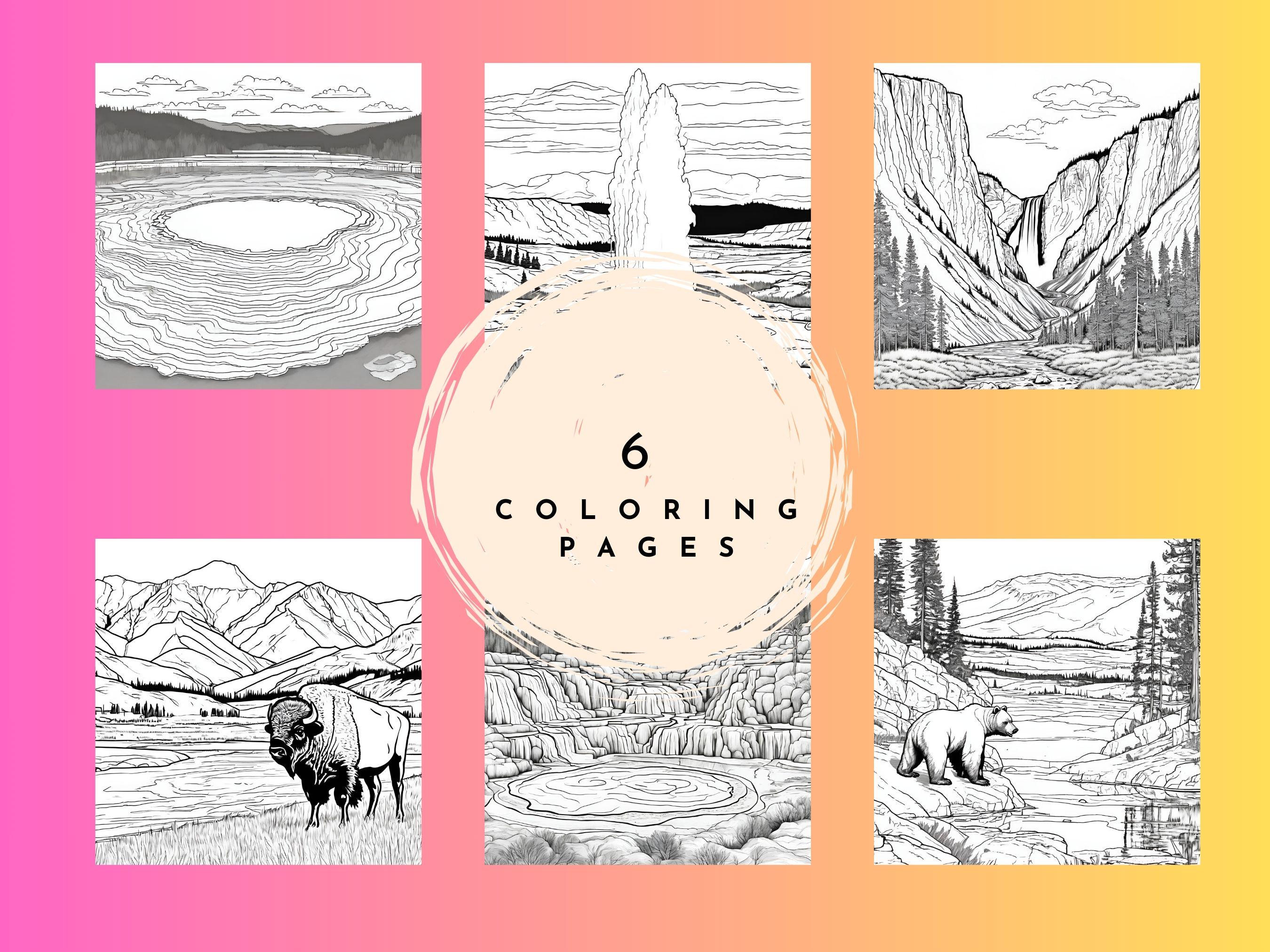 Yellowstone National Park Kleurboek van Ann's Creations | 6 Kleurplaten ...