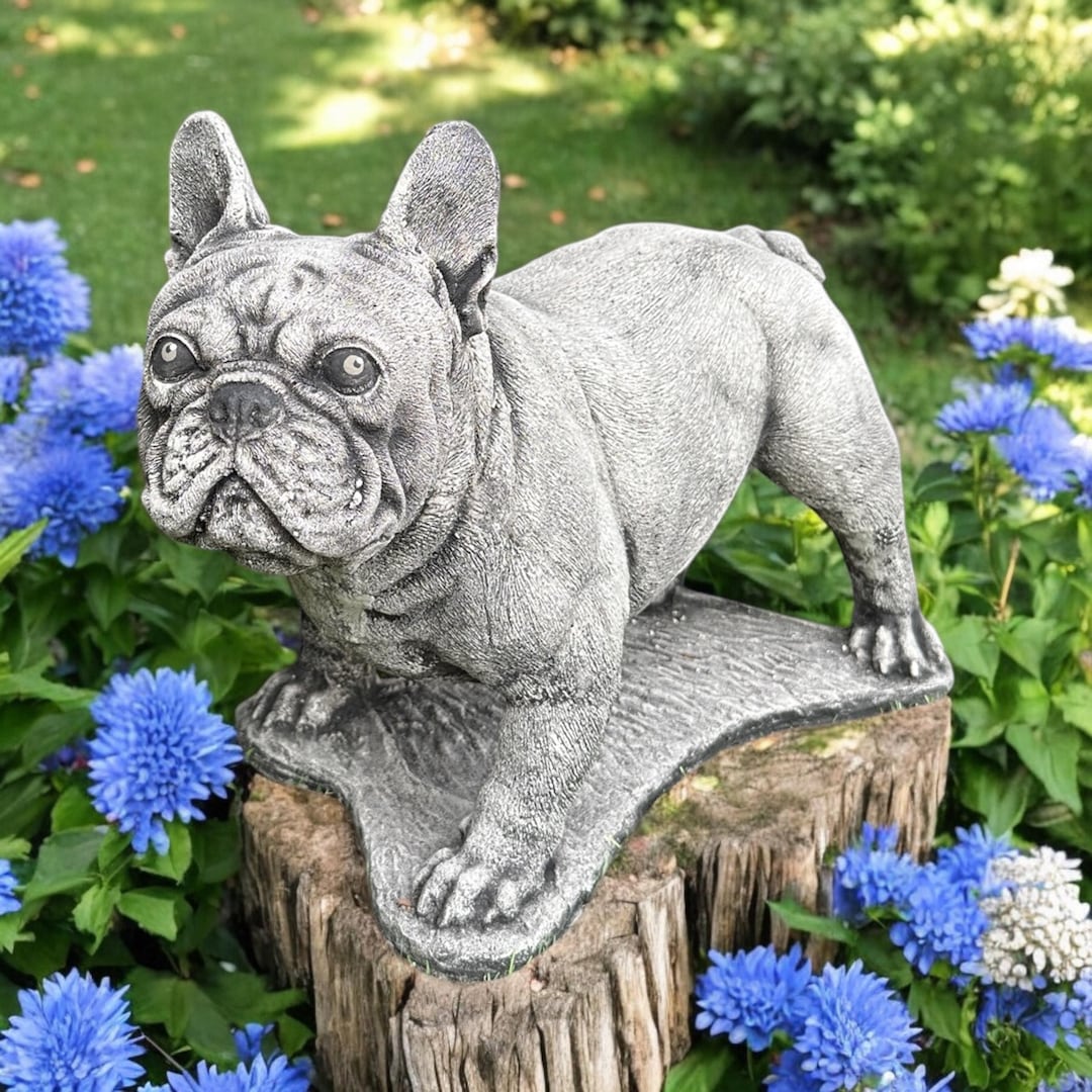 Massive Bulldog on Base Sculpture, Outdoor French Bulldog Statue, Pet ...
