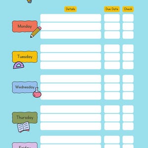 Homework Tracker | Editable Homework Chart | Printable Homework Chart ...