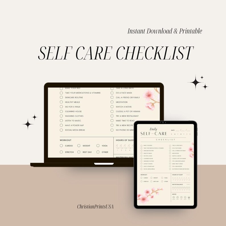 Daily Self Care Planner, Printable Self Care Journal, Wellness Tracker ...
