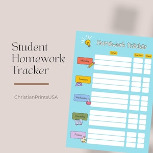 Homework Tracker | Editable Homework Chart | Printable Homework Chart ...