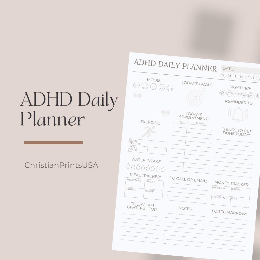 ADHD Digital Planner, Planner, Undated Digital Planner, ADHD Planner ...