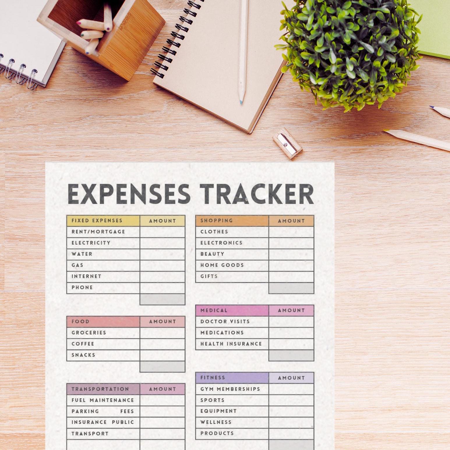 Expenses Tracker, Daily Expenses Tracker Printable, Spending Tracker ...