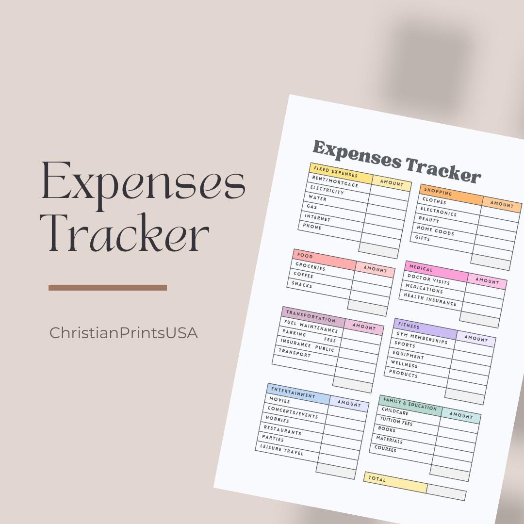 Expenses Tracker, Daily Expenses Tracker Printable, Spending Tracker ...