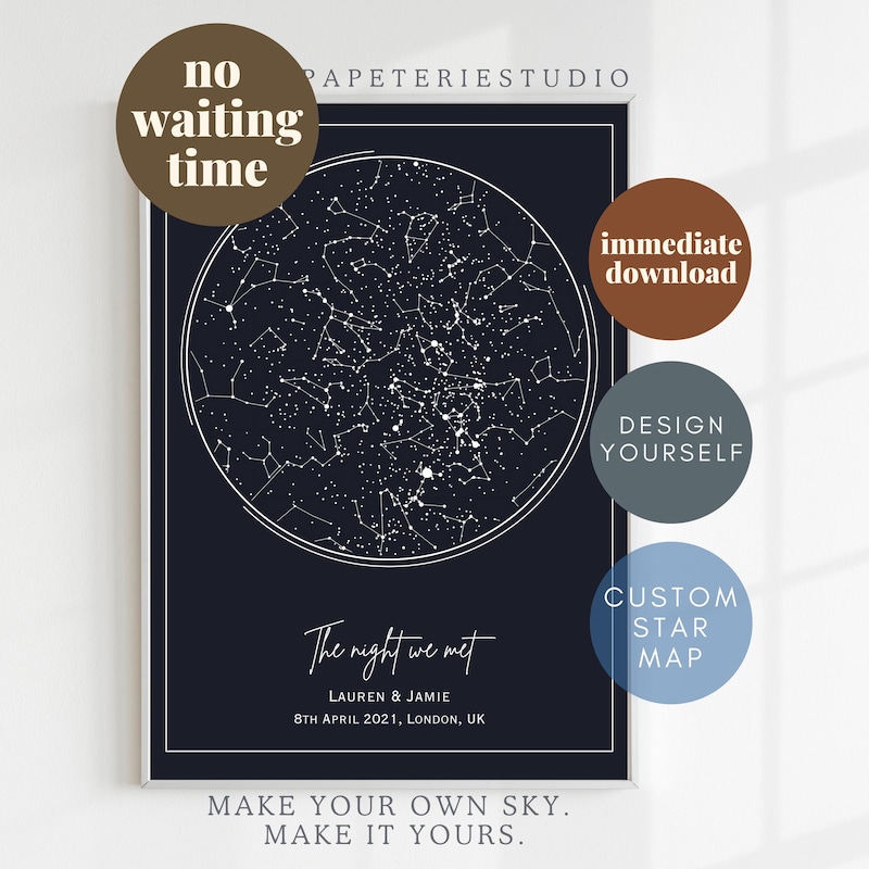 Star Map Birth Digital - Etsy UK