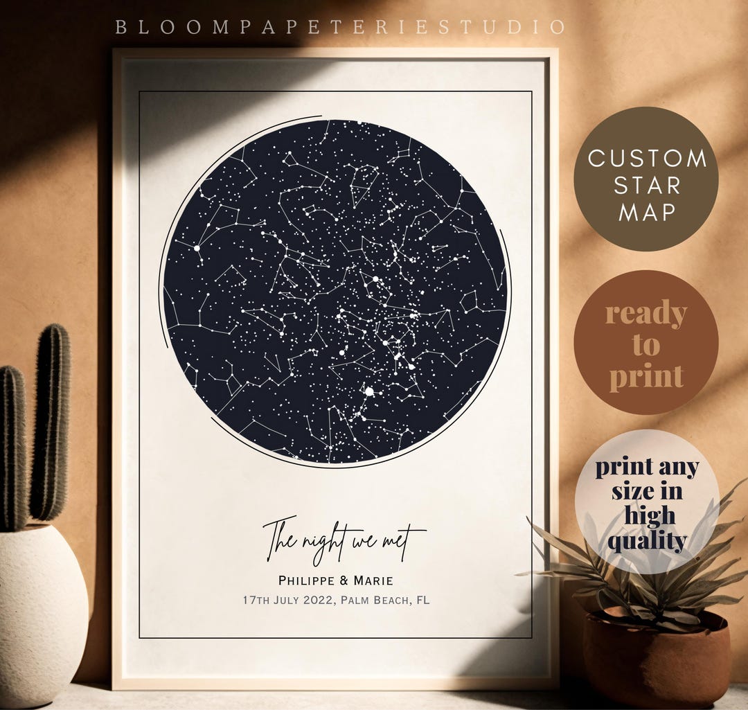 Custom Star Map Print, Personalized Night Sky Gift (digital Download ...