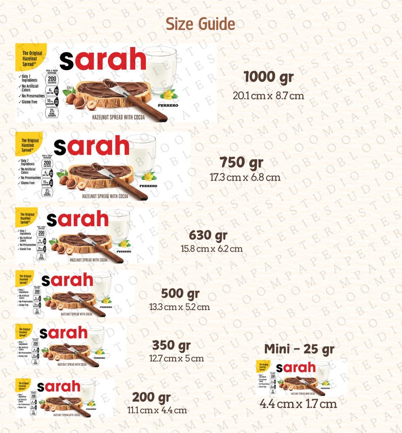 Personalized Nutella Jar Label – Custom Hazelnut Spread Sticker - Etsy