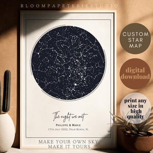 Instant Download Star Map, Custom Star Map Birth Date Instant Gift ...